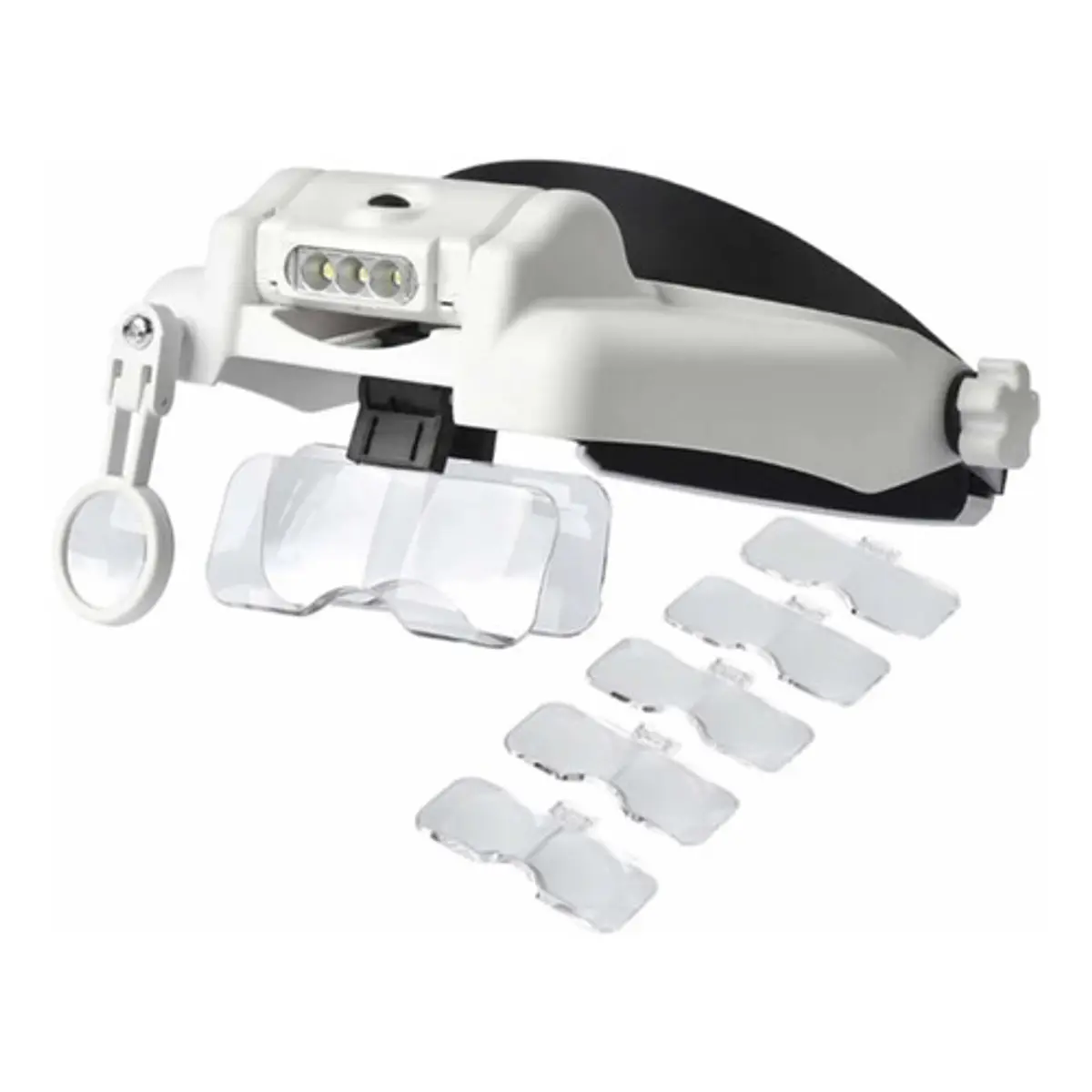 Gafas Lupa Visera Diadema Súper Aumento 3 Led 5 Lentes