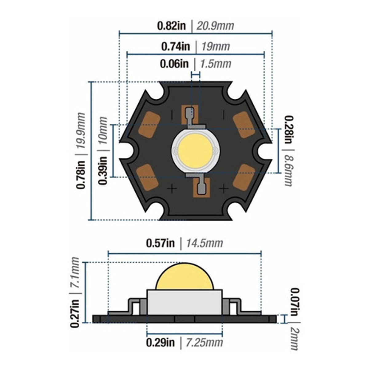 2 Luz Led 1w Alta Potencia + 2 Disipador De Calor