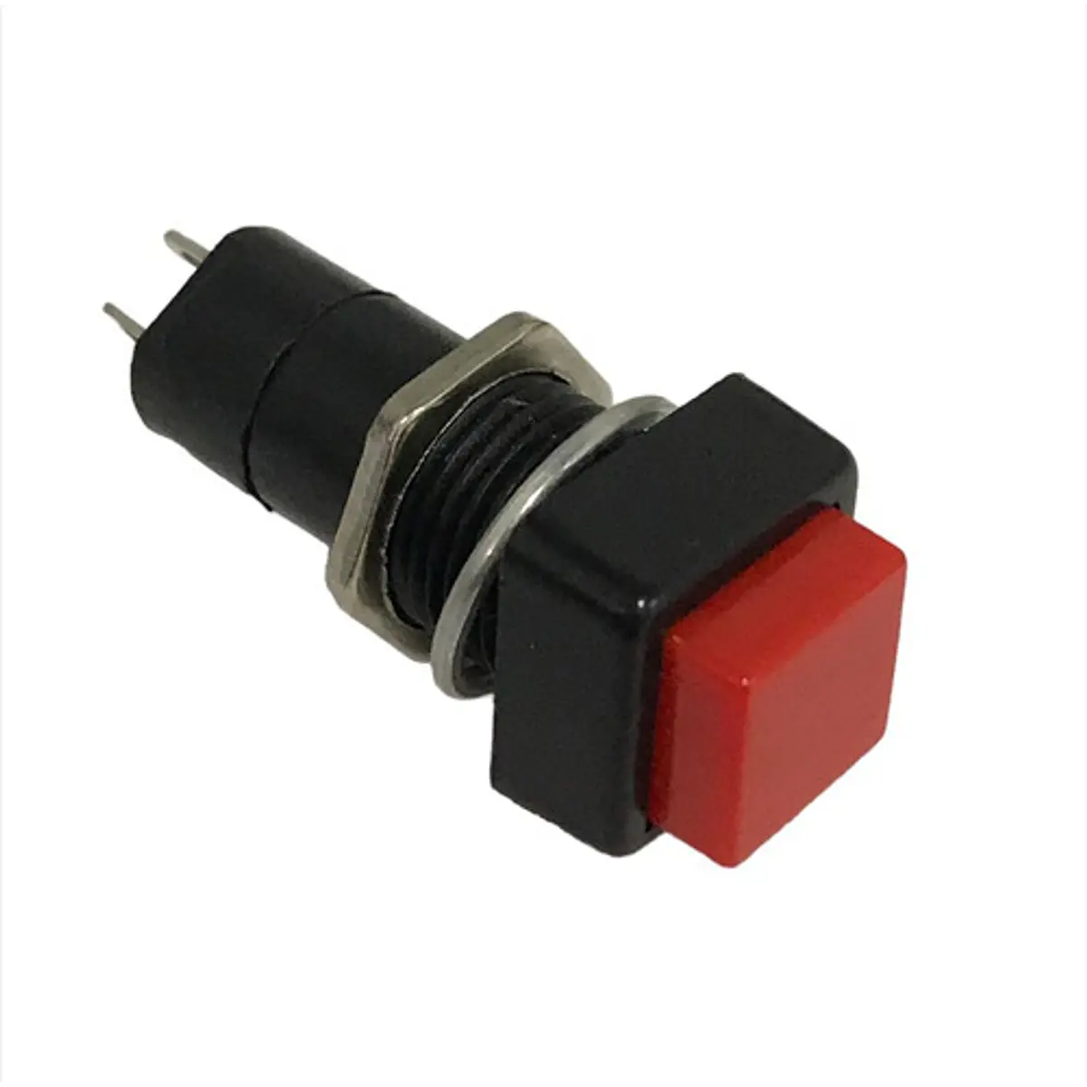 Switch Pulsador Rojo 2 Pines Cuadrado Chasis