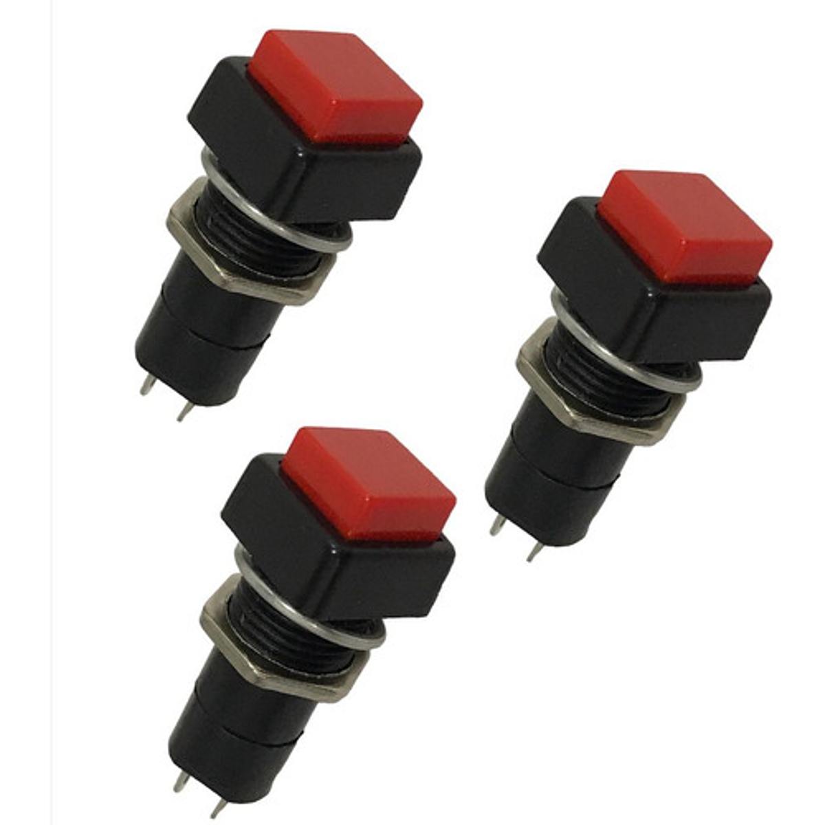 Switch Pulsador Rojo 2 Pines Cuadrado Chasis