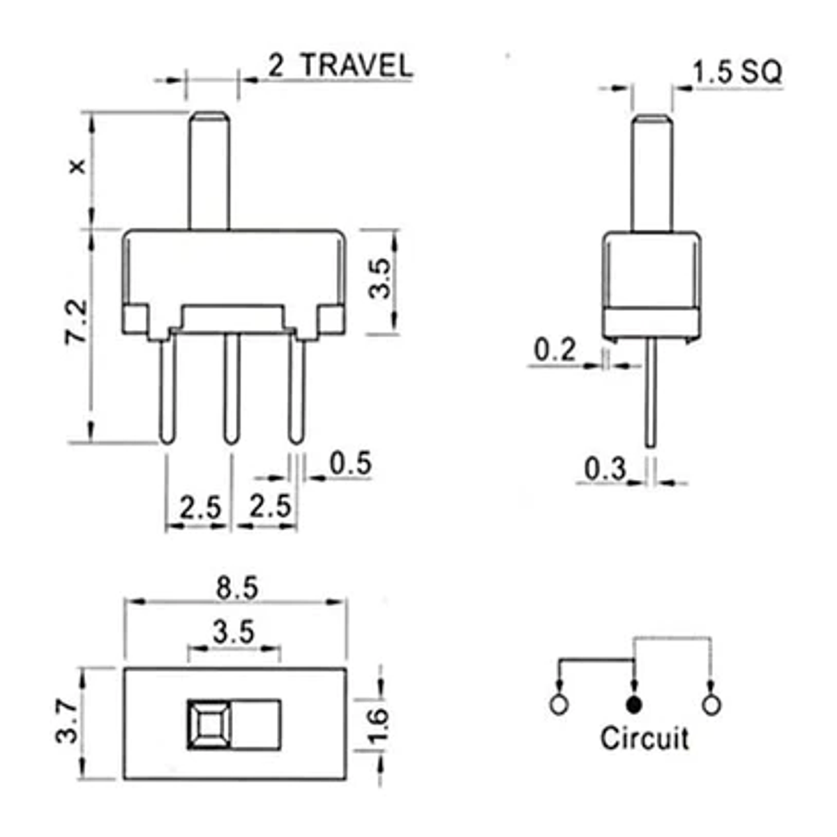 Mini Switch Interruptor Protoboard 2 posc 3pines