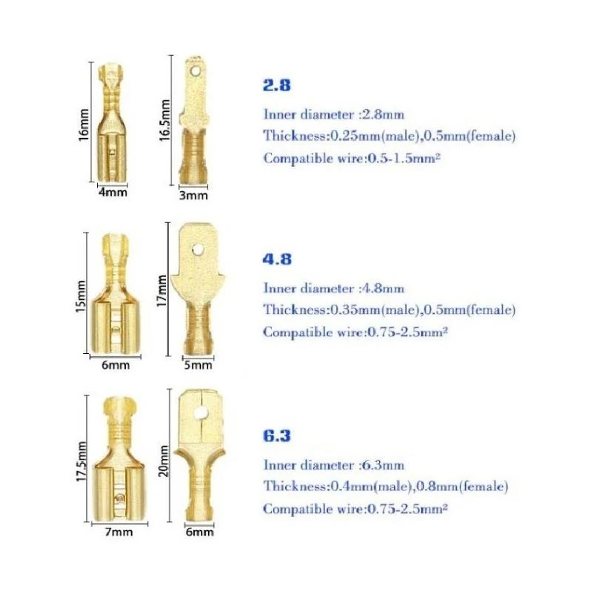 Terminal faston hembra aislada amarilla 6.3 mm