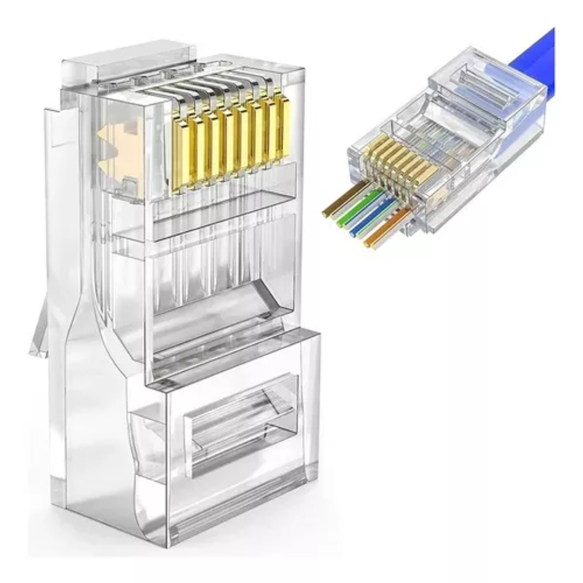Conector Plug Rj45 Cat6 Pass Through Plástico