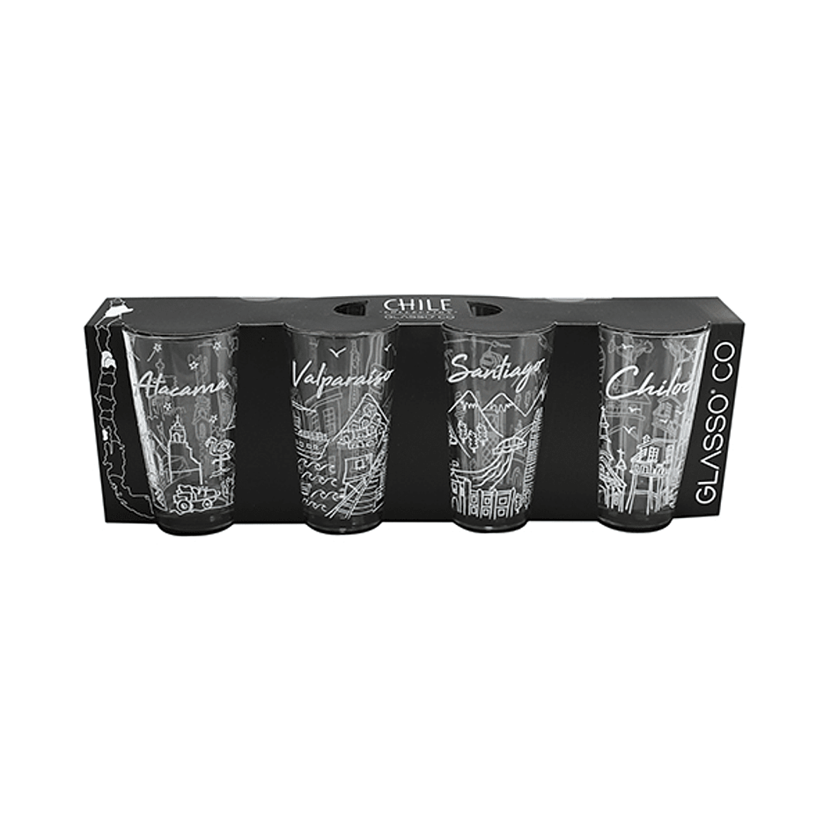 Set 4 Vasos Chile Collection | ELPARRILLERO.CL Premium Store