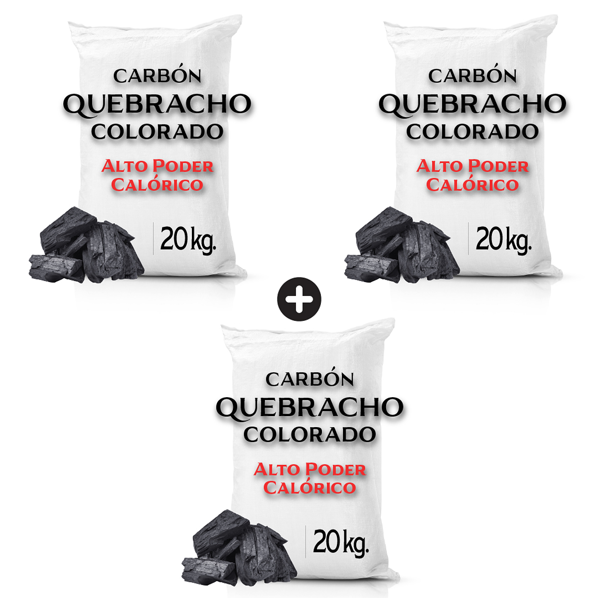 Compra 3 Carbón Quebracho Colorado 20 Kg. Aprox.