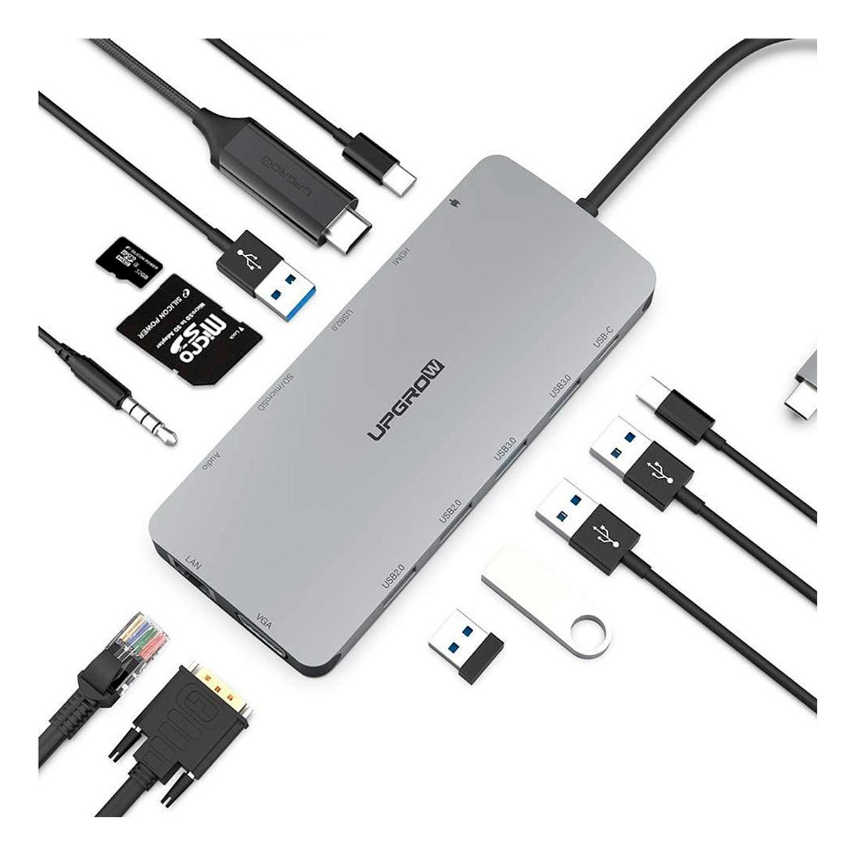 Adaptador Hub Upgrow Usb C 13en1 Para Macbook Air M1 A2337
