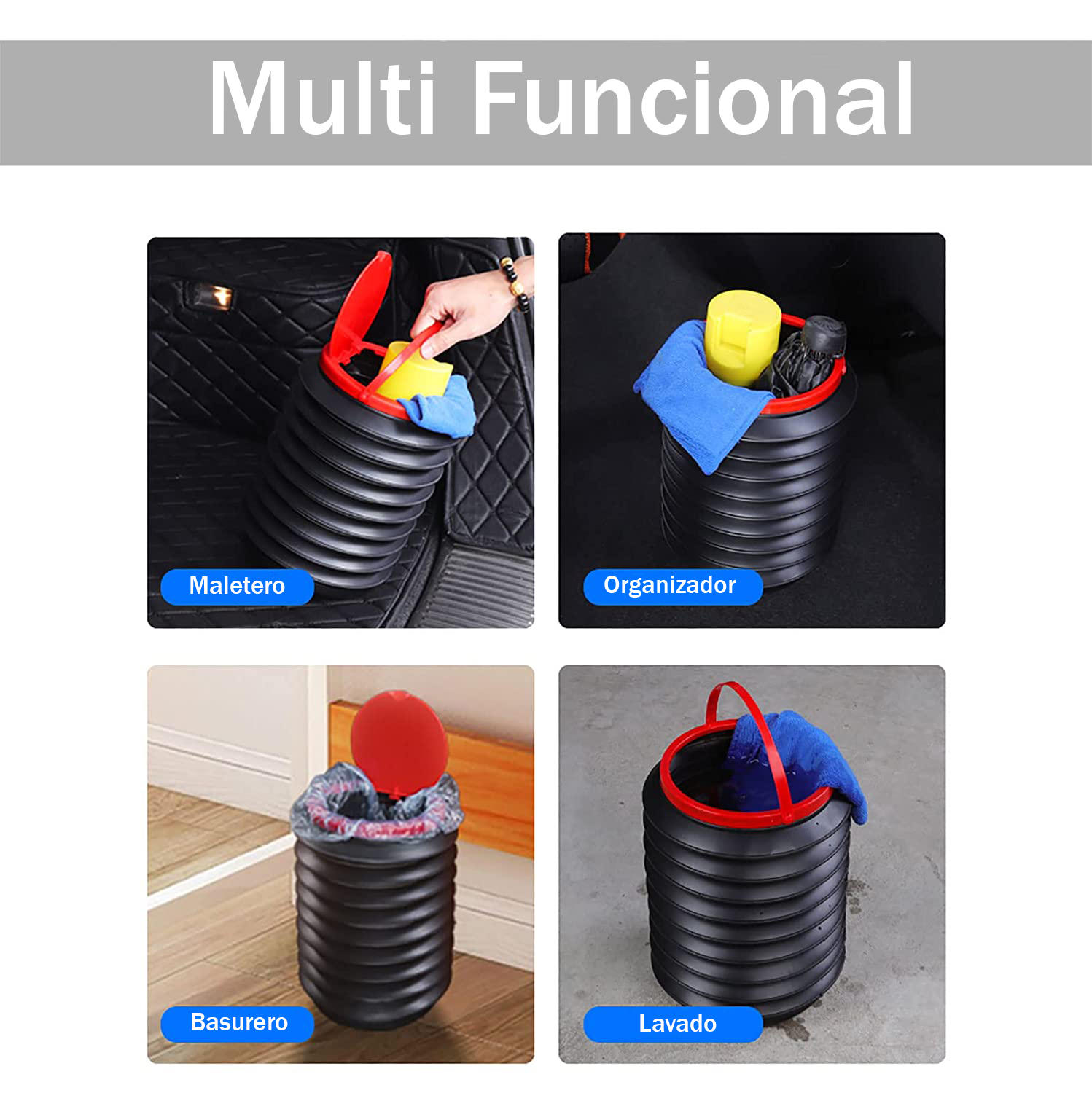 Basurero Balde Multi Función Plegable