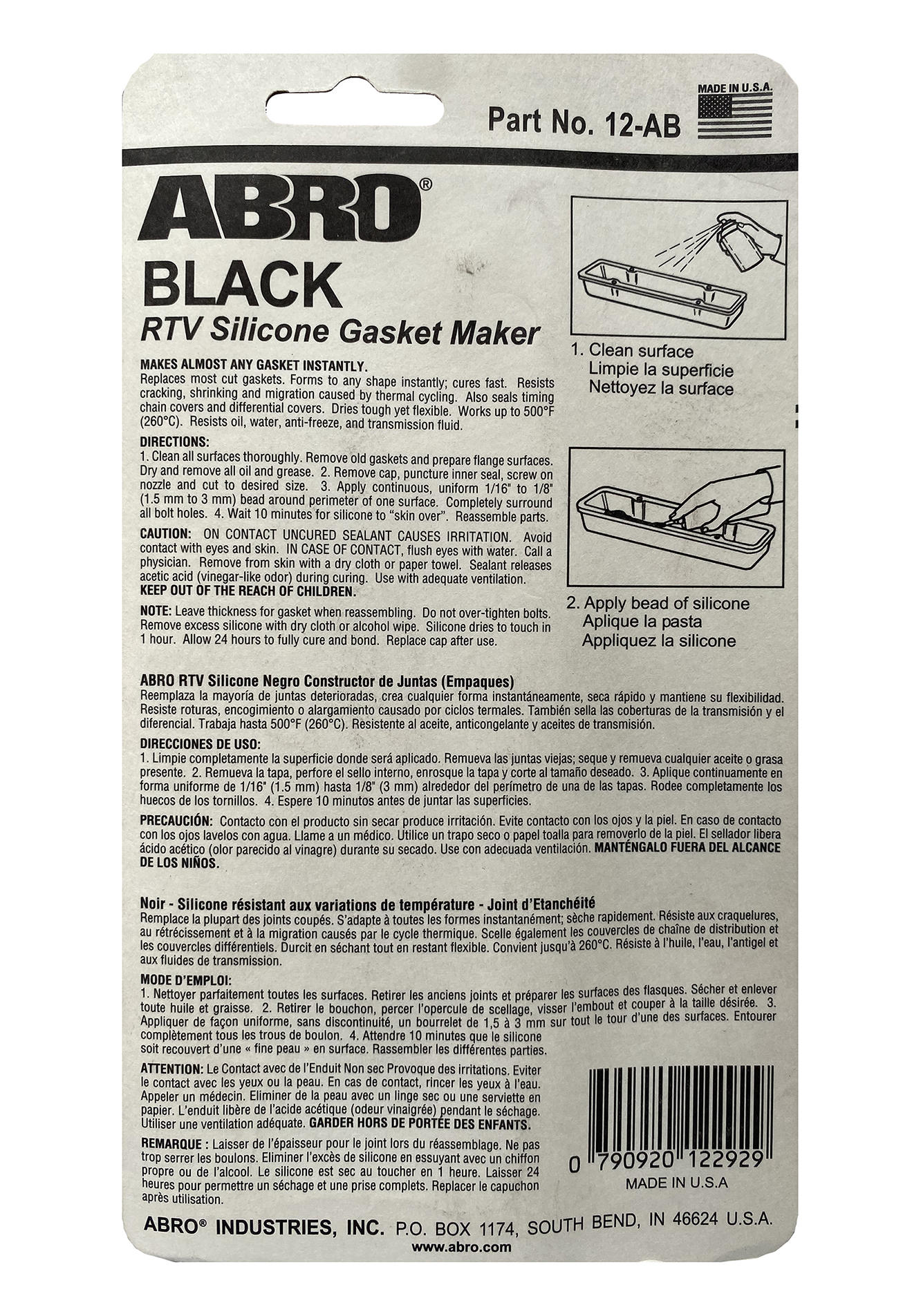 Silicona Negra Black Gasket Americana Abro Alta Temperatu...