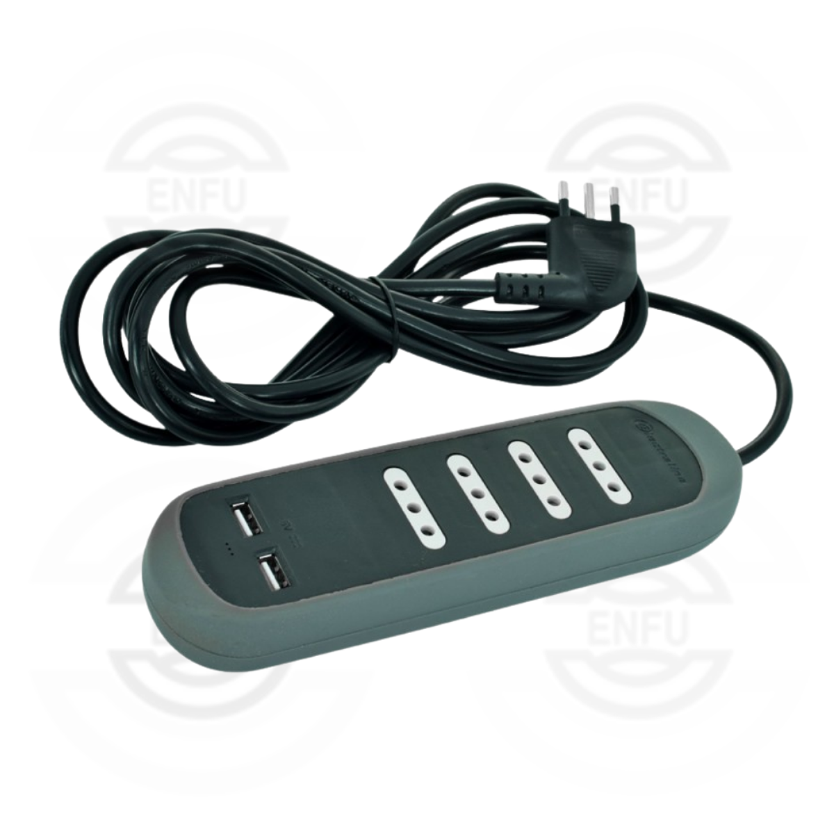 Alargador múltiple negro 4 tomas, con USB 3mts 2P+T, 10A....