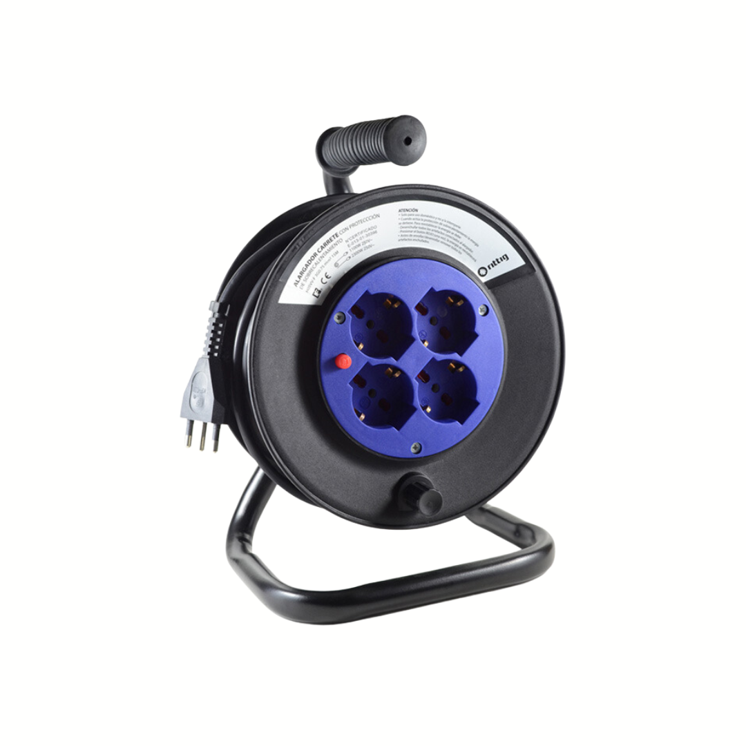 ALARGADOR CARRETE RITTIG REMA 4 POS. 16A 250V - Negro 25 Met