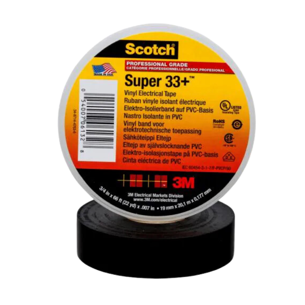 CINTA SUPER 33 V. NEGRA 3/4 x 20 MTS 3M