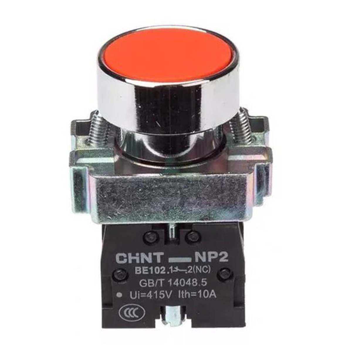 Pulsador metálico Rojo, IP40 1NC 220Vac