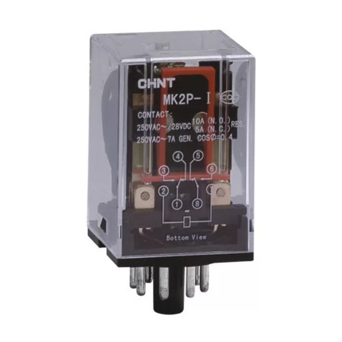 RELÉ 8 pines 220V AC, 2 NA/NC, 10A sin base