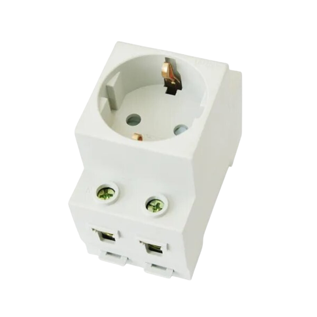 ENCHUFE HEMBRA 2P, 16AMP, TIPO SCHUKO, A RIEL DIN CHINT