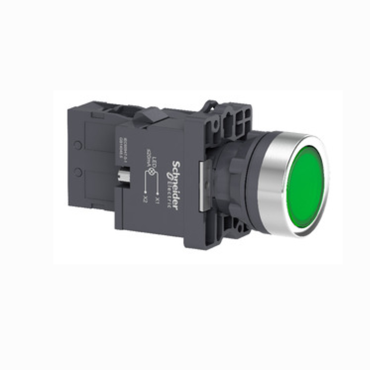Pulsador luminoso verde empotrado Ø 22mm, 220V, 1 NA SCHNEID