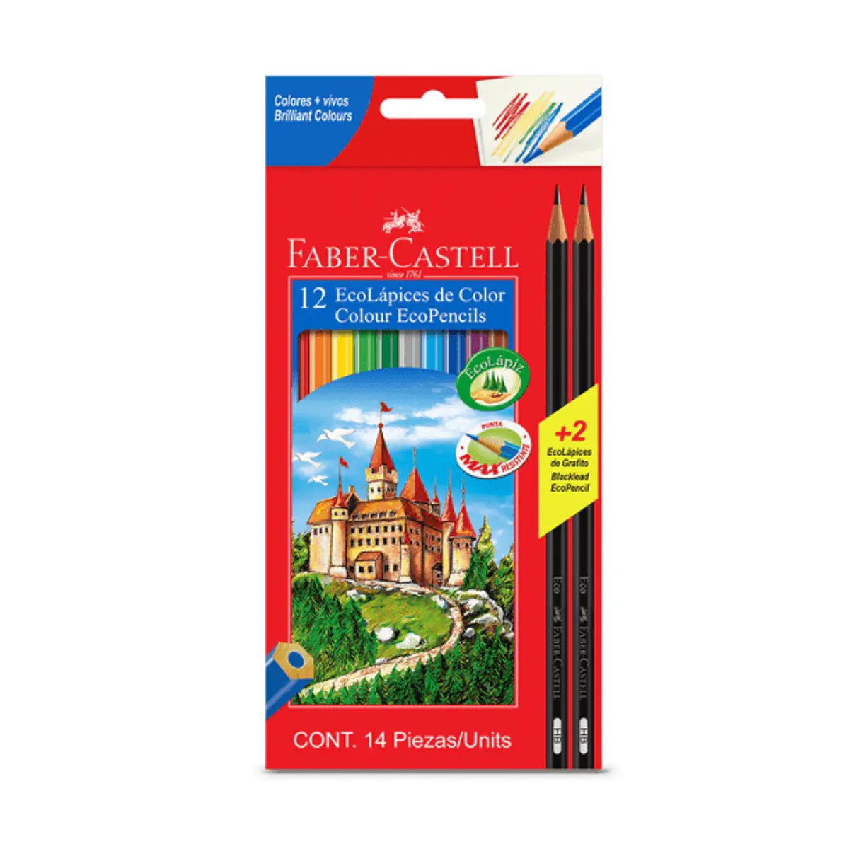 LÁPIZ COLOR FABER CASTELL LARGO HEXAGONAL12 COLORES