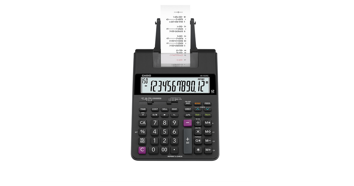 CALCULADORA CONTABLE CASIO HR-100RC 12 DÍGITOS SUMADORA