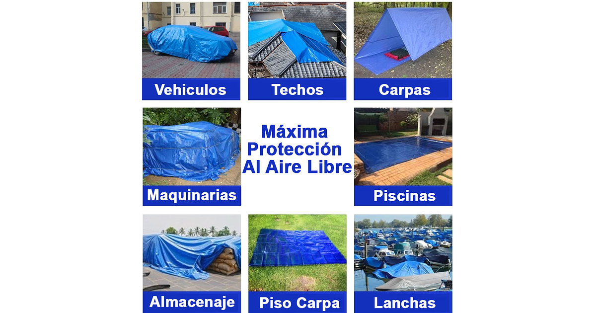 CARPA DE TARPAULIN 16X16 CON COSTURA Y OJETILLOS COLOR AZUL/
