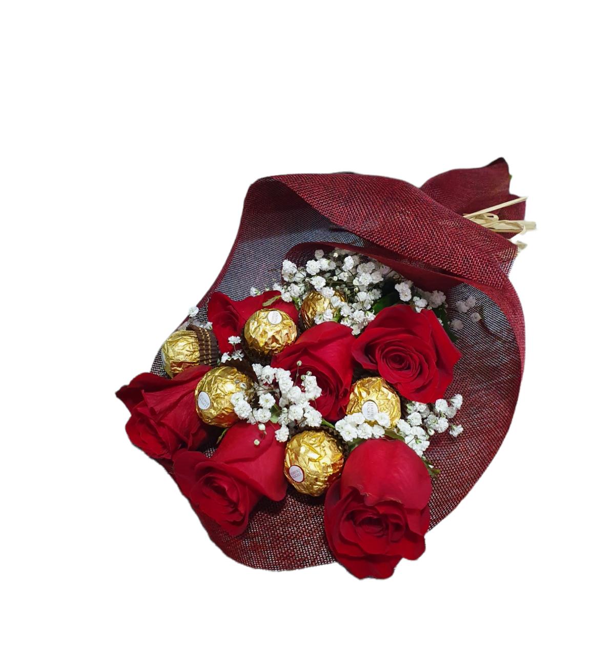 Ramo de 6 rosas con bombones | Envio Flores