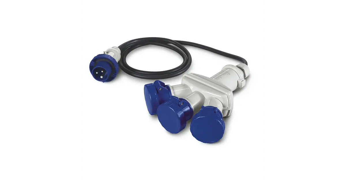 Enchufe volante multiple IP67 3x 16A 220V 2P+T 6H 2m cable
