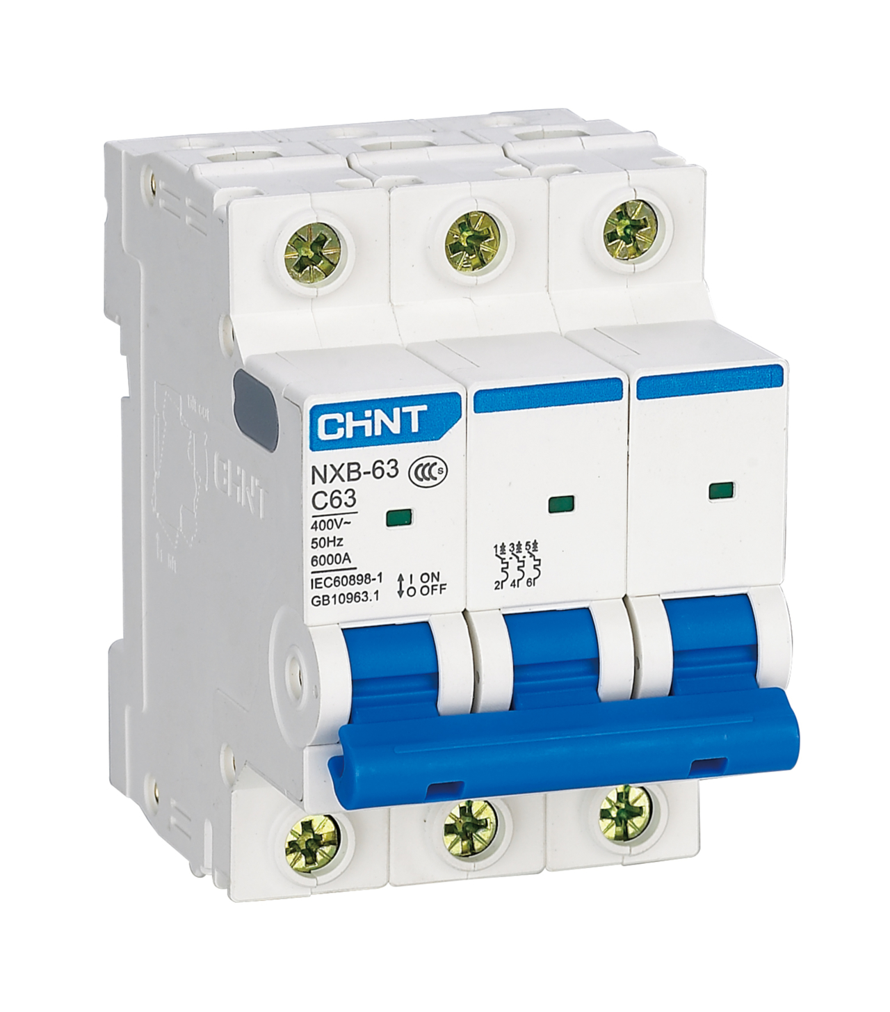 Interruptor 3Px20A 6kA curva C, certificación SEC, NXB-63