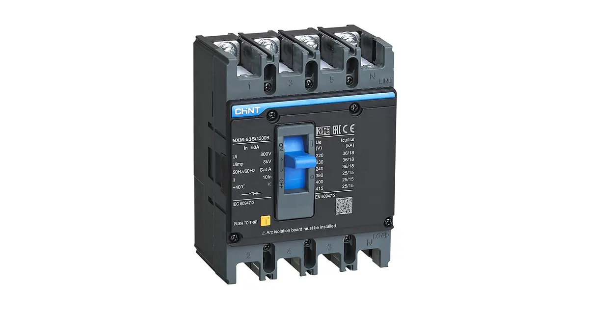 Interruptor MCCB fijo NXM-63S 4P 32A 25kA