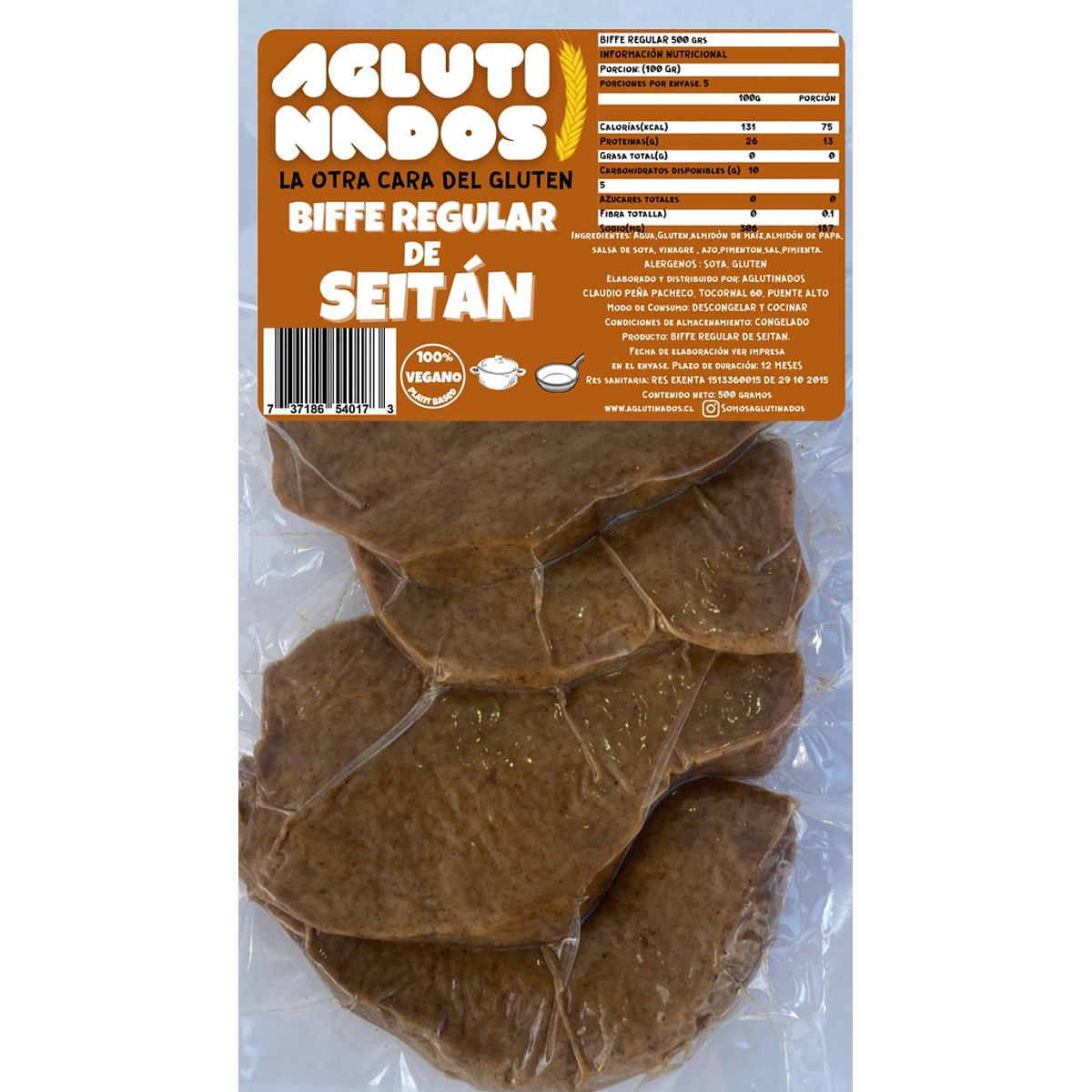 Biffe regular de seitán 500 grs. Aglutinados