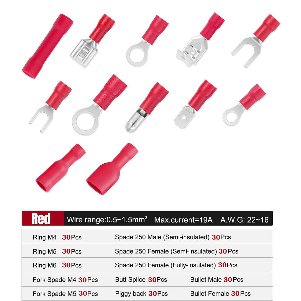 Kit Terminales Conector De Cable Eléctrico Aislado Con Caja
