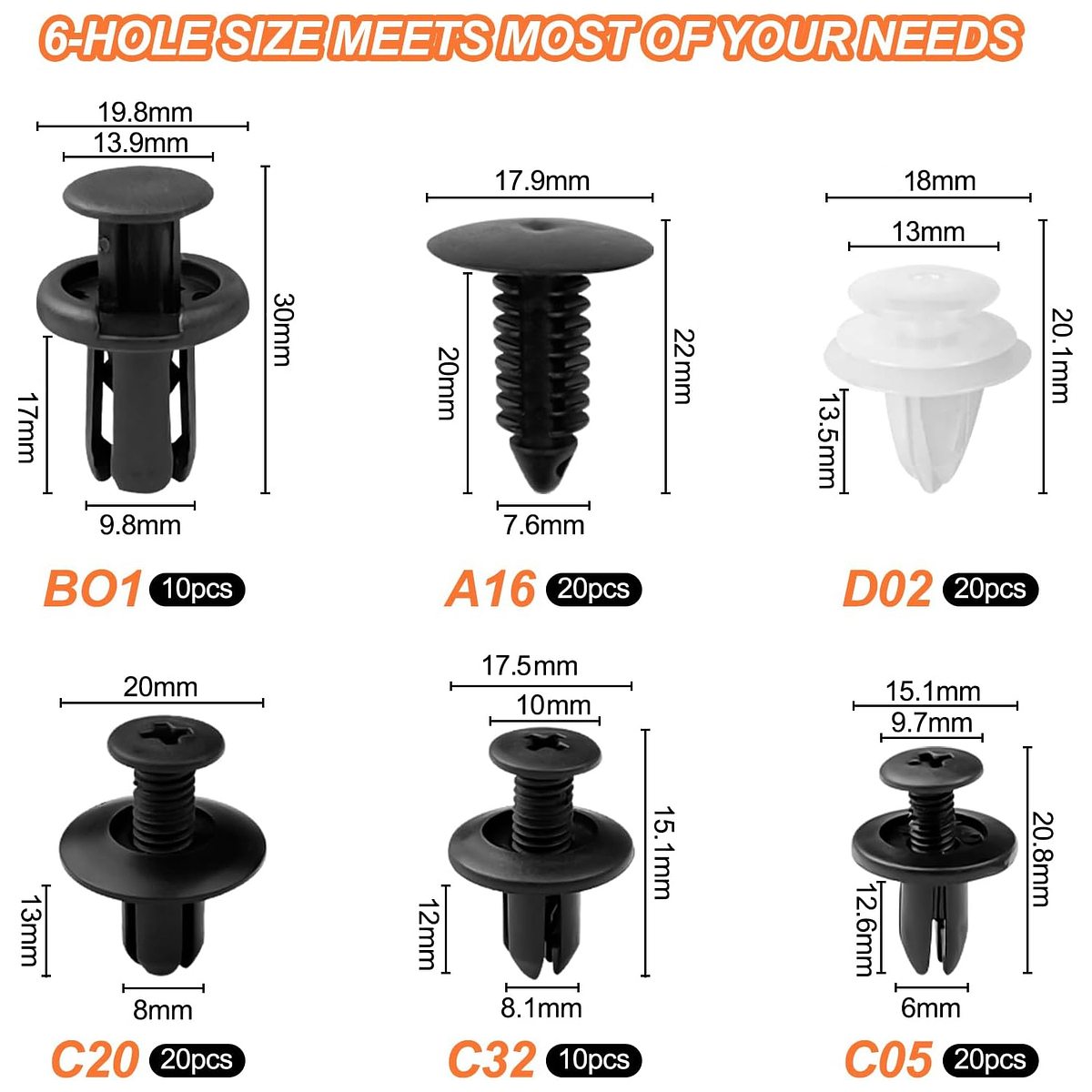 Clip Broche Automotriz Reparación 100 Pzs Mas Herramientas