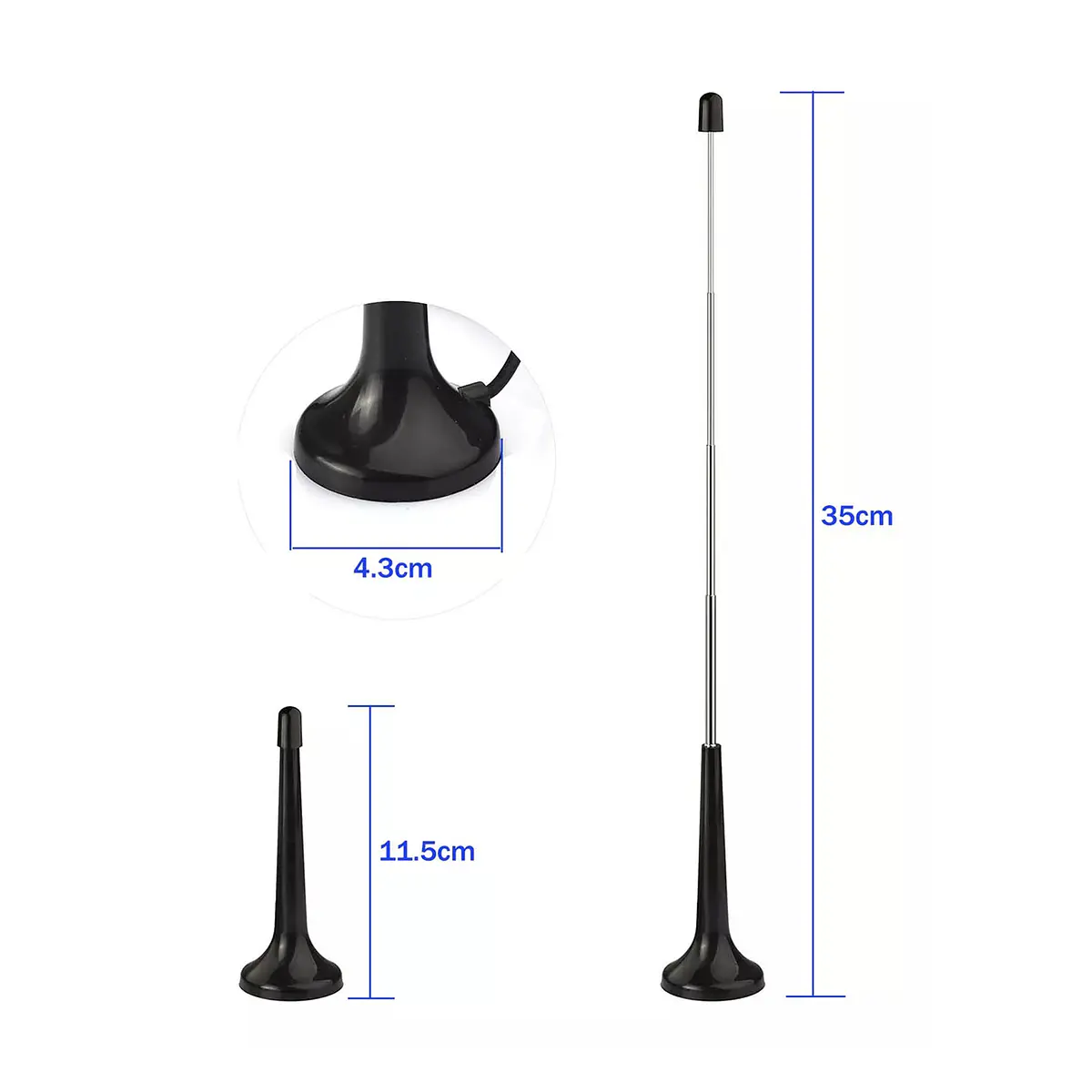 Mini Antena Digital Para Tv Base Magnética