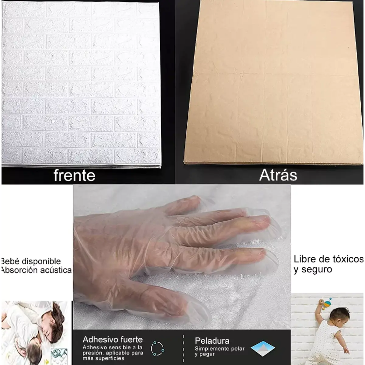 Lamina Panel Mural 3d Adhesivo Ladrillo 70x77 cm