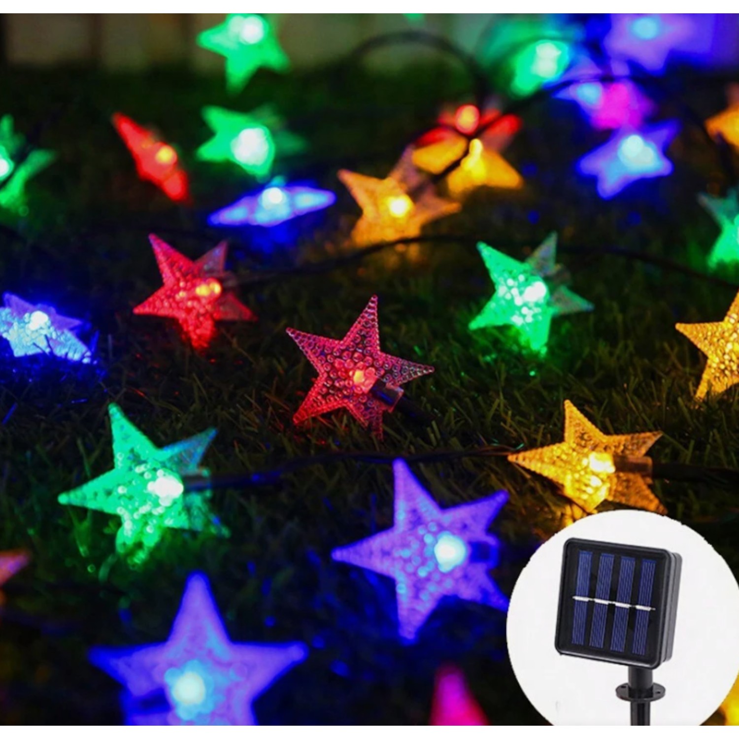 Luces Estrella Solar Multicolor 4.5 Metros 20 Led