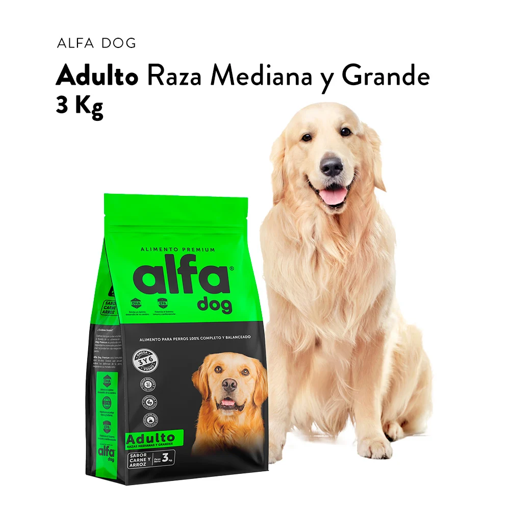 Alfa Dog Premium Perro Adulto Raza Mediana a Grande 3 kg