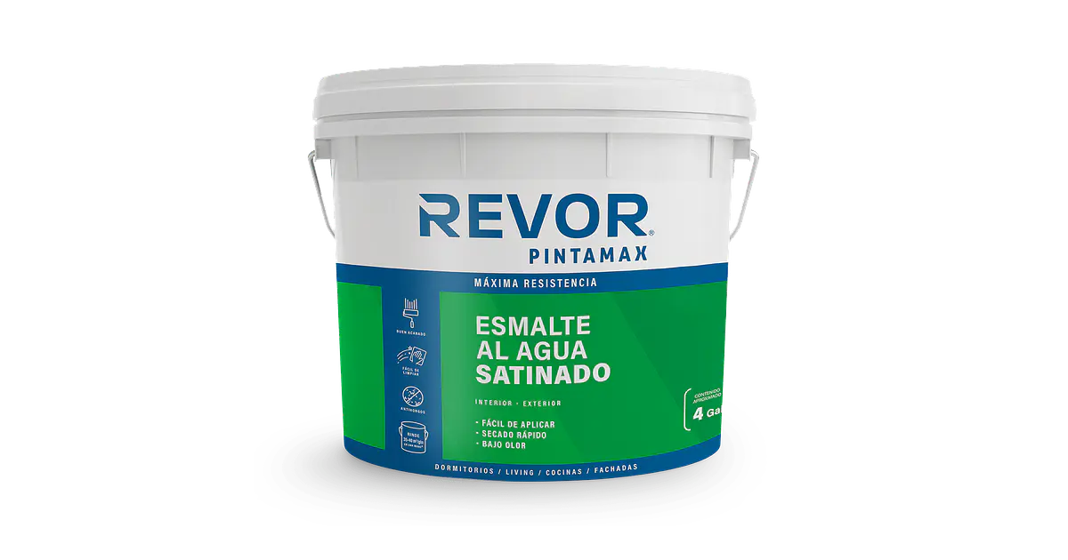 ESMALTE AL AGUA SATINADO PINTAMAX REVOR BLANCO 4GL