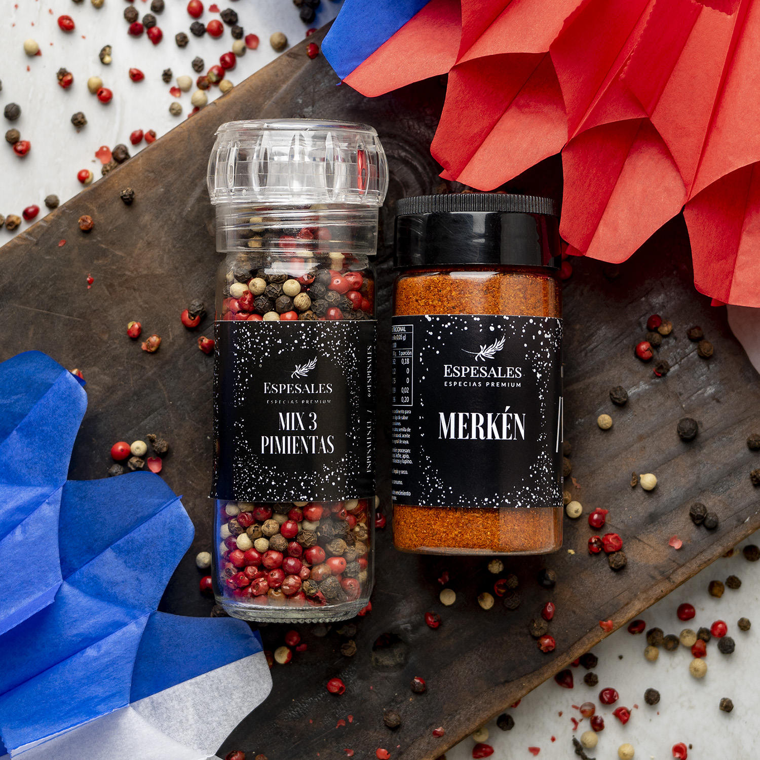 Pack Mix pimientas + Merkén + Kit parrilla