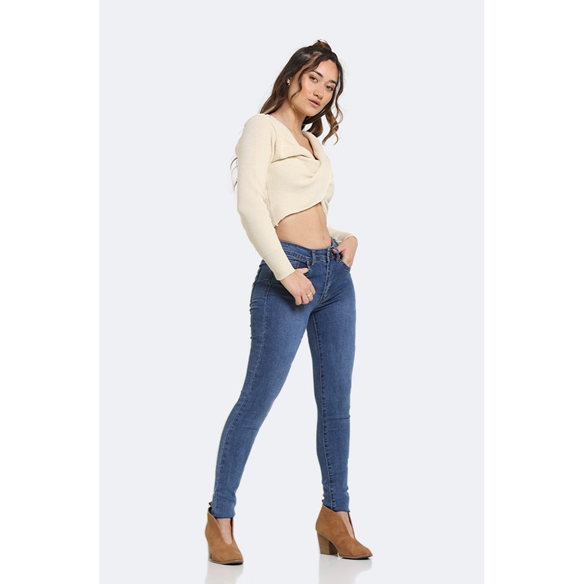 SKINNY JEANS TIRO MEDIO JY2107-10CF