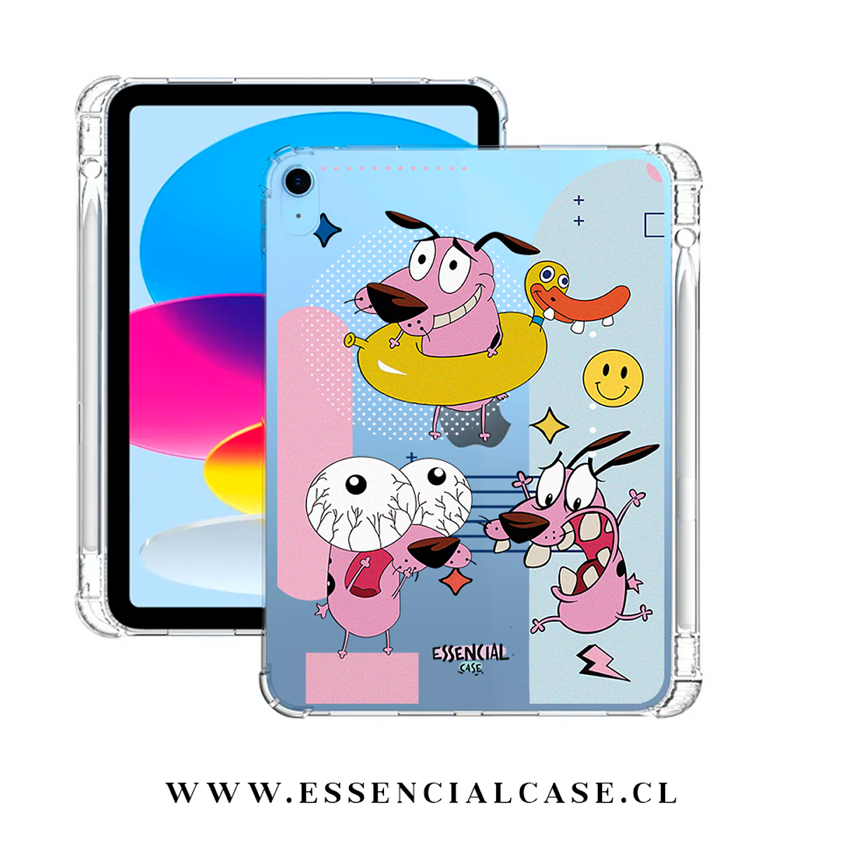 Carcasa iPad transparente con ranura diseño Coraje el perro