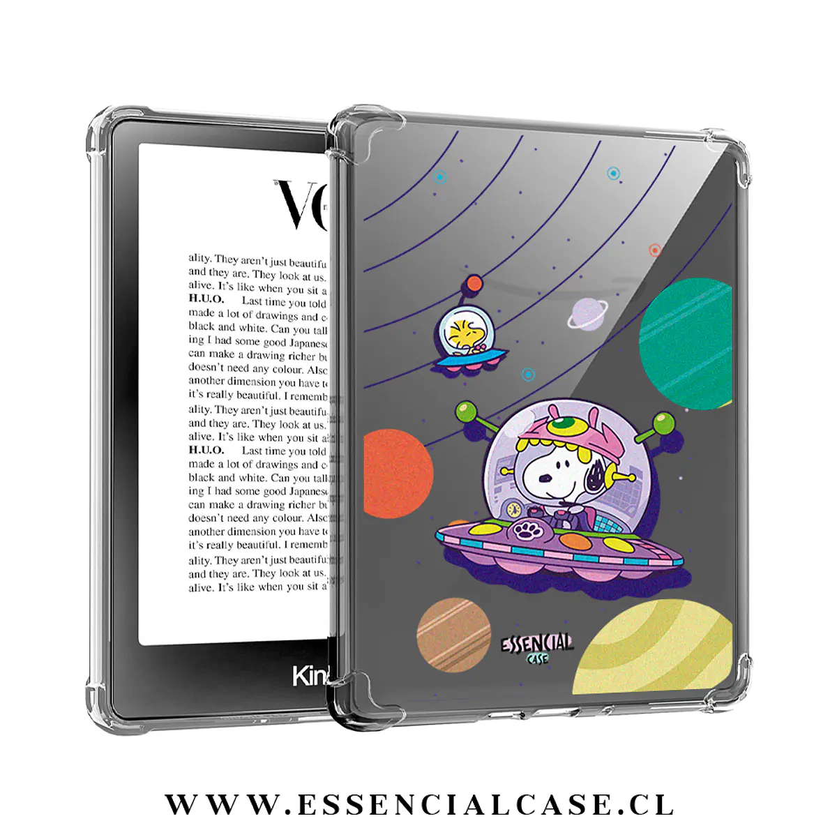 Carcasa transparente Kindle - Kobo diseño snoopy nave
