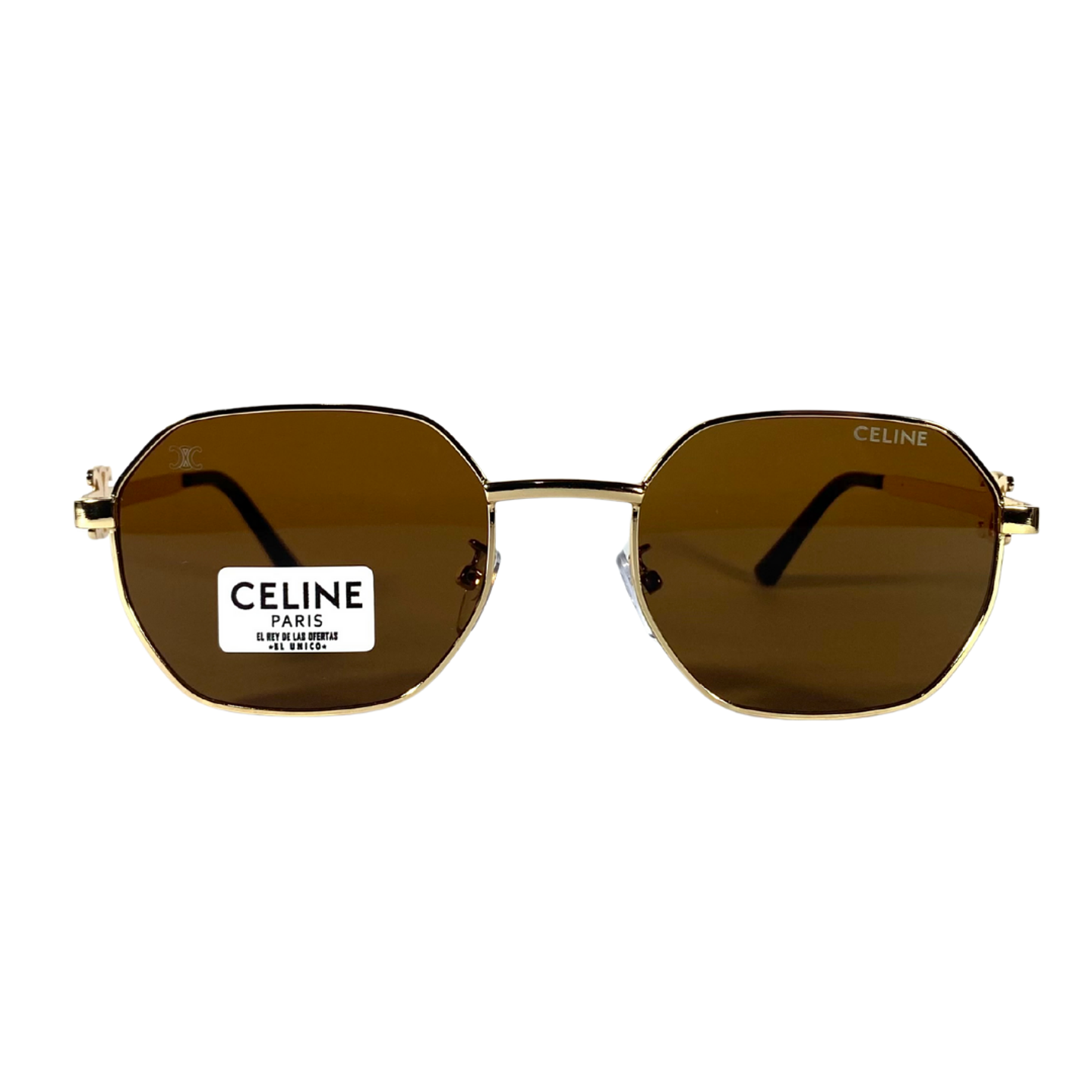 Lentes de Sol Premium Celine AAA Café hexagonal