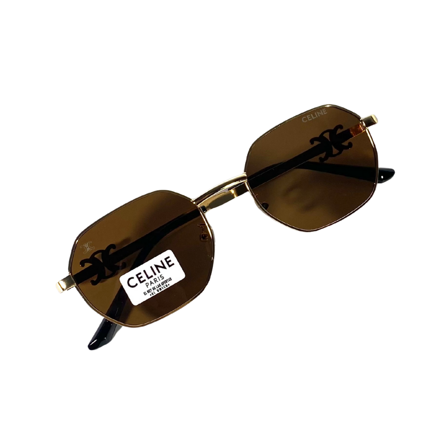 Lentes de Sol Premium Celine AAA Café hexagonal