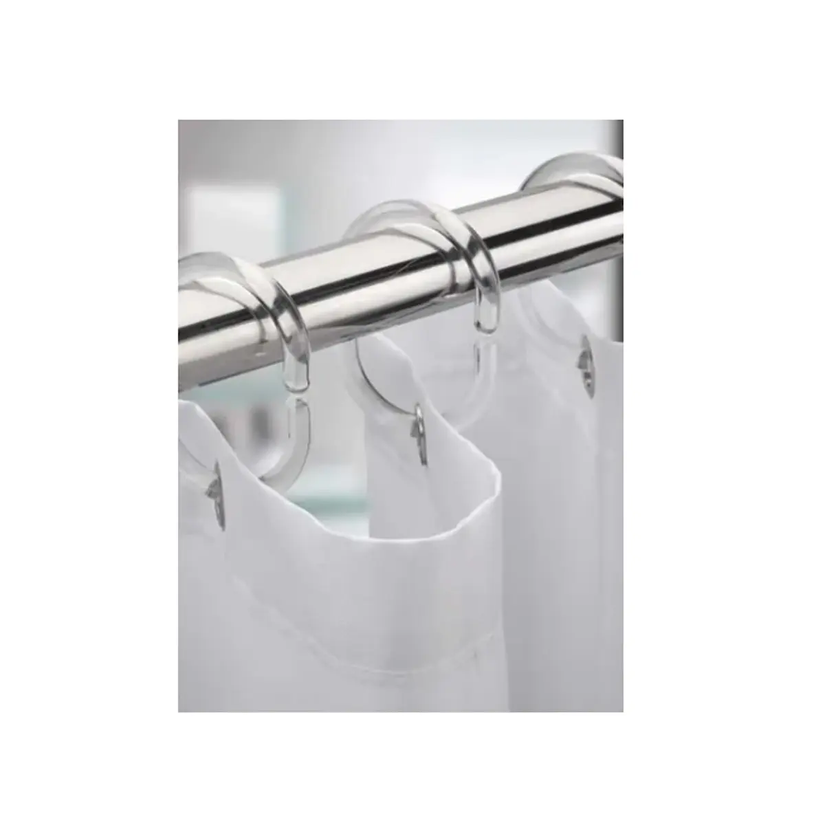 Set Kit 12 Ganchos Argolla Cortina Baño Ducha Transparente