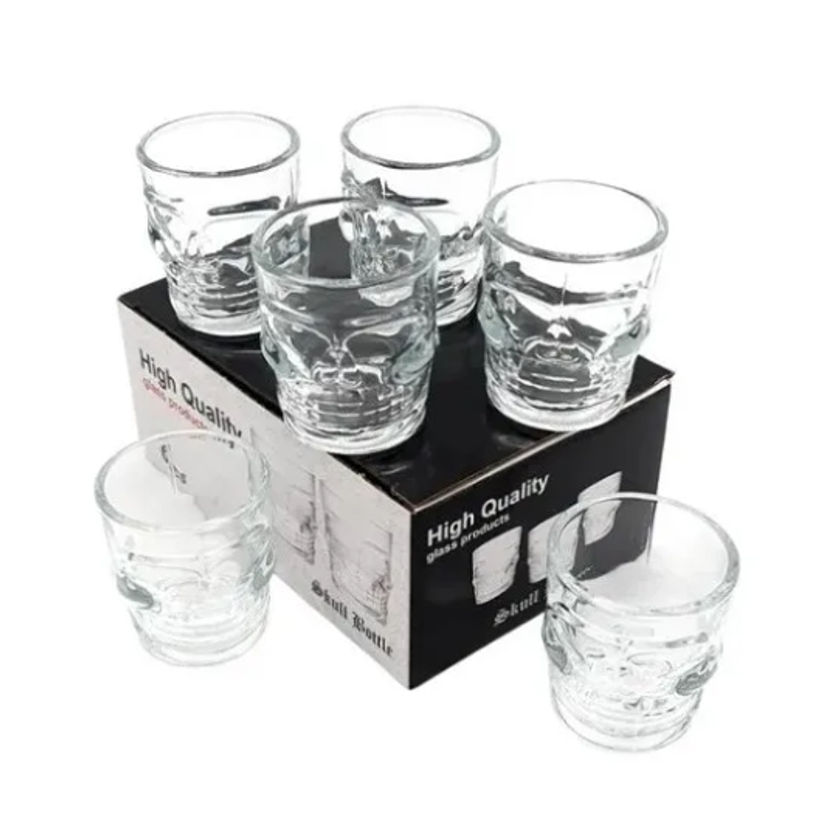 Vaso Shot Tequilero Calavera Vidrio Set 6 Pcs 65ml