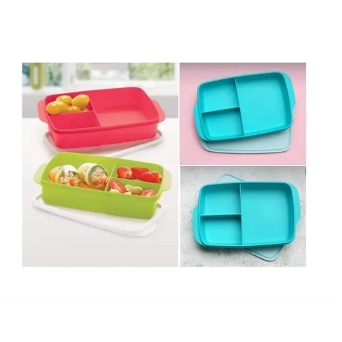 Taper De 3 Divisiones Plastico Para Comida Fuente