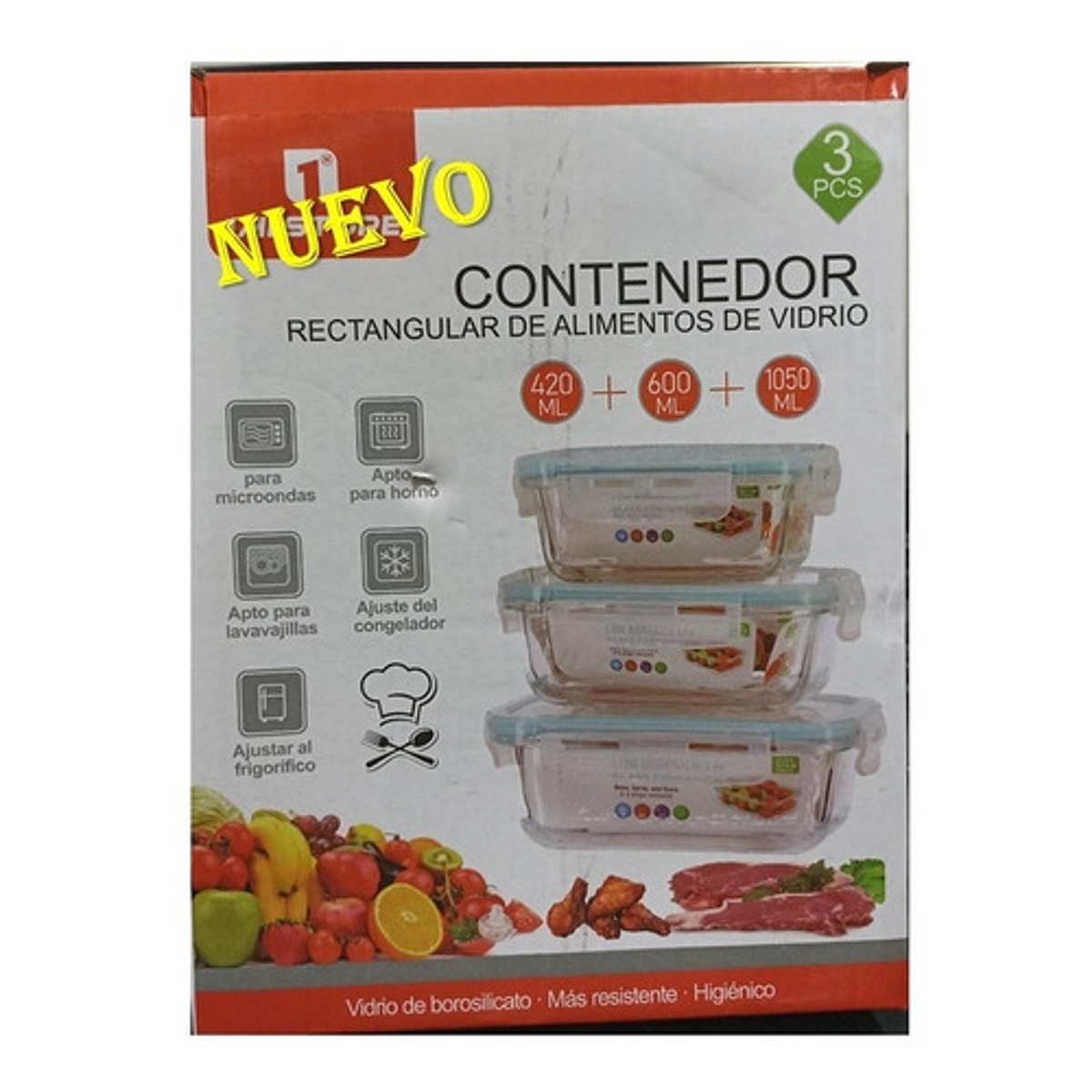 Set 3 Tupper Herméticos De Vidrio Para Comida Taper Comida