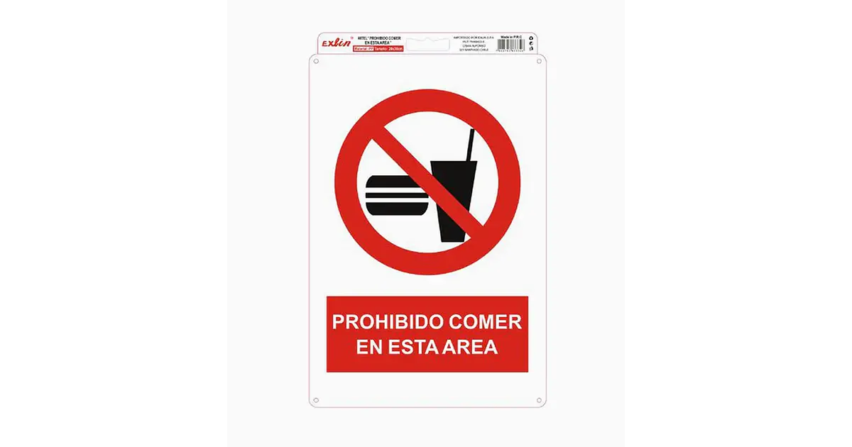 Señalética Prohibido Comer En Esta Área