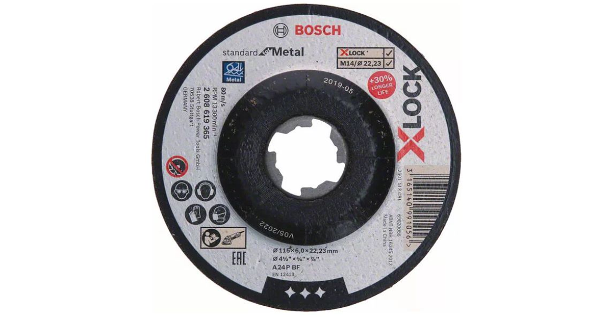 Disco de rebarbar X-LOCK 115mm Standard para Metal BOSCH