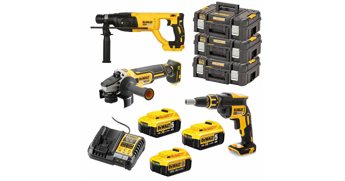 Conjunto XR 18V DCF620 + DCG405 + DCH 133 + 3 XR 18V DEWALT