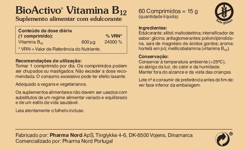 BioActivo Vitamina B12 x60 Comprimidos