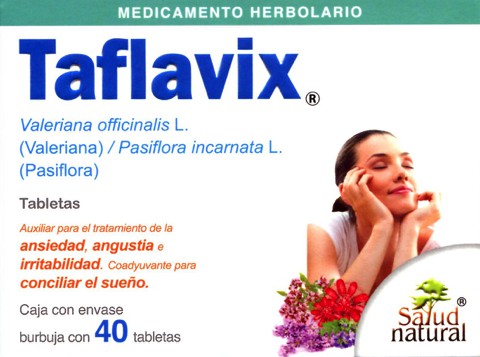 Taflavix valeriana 100mg pasiflora 60mg relajante 40tablet