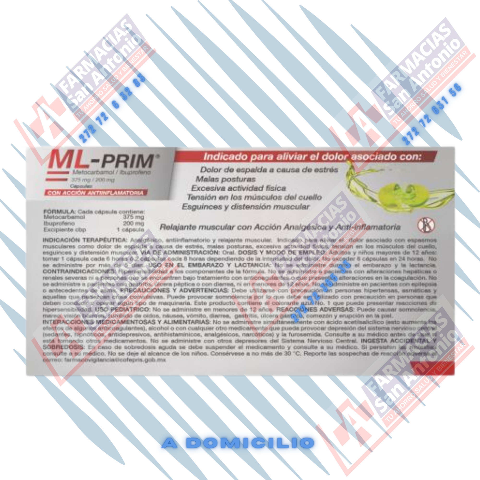ML Prim Metocarbamol Ibuprofeno 375/200 mg 12 capsulas